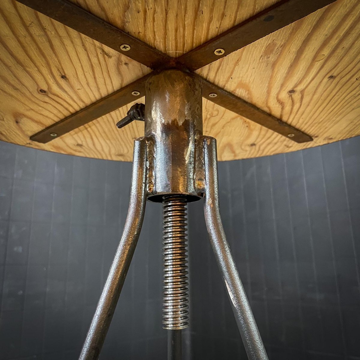 Large Industrial Standing Table in Iron with Wooden Sheet for sale at ...