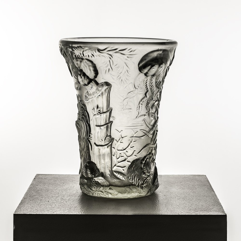Glass Marine Life Vase attributed to Josef Inwald for Barolac, 1960s ...
