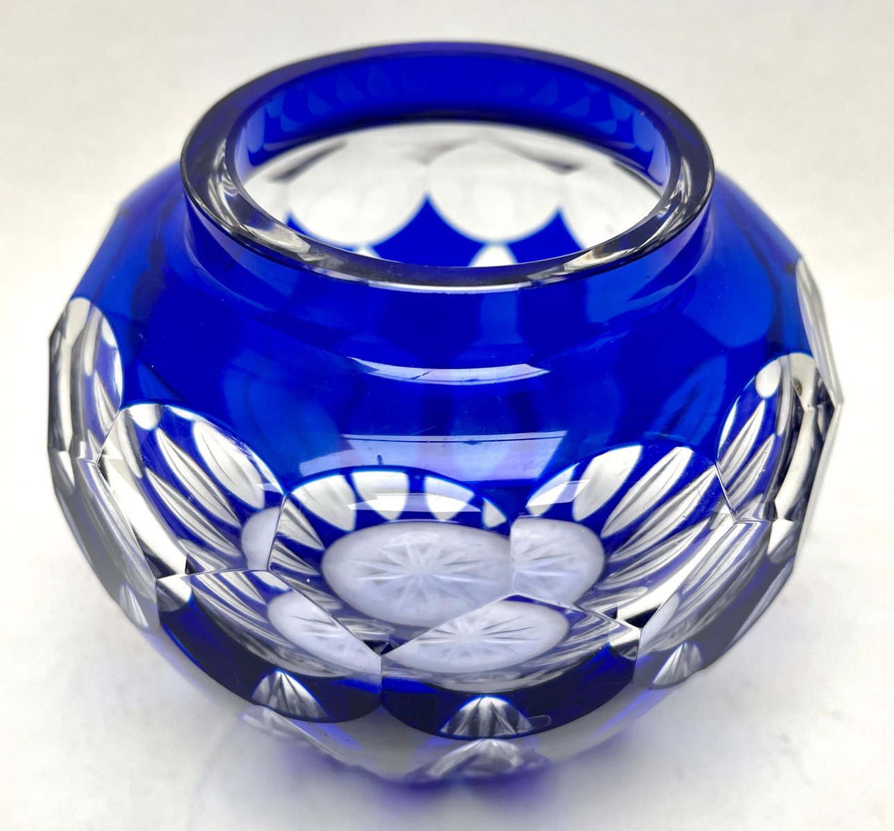 Cobalt Blue Crystal Vase from Val Saint Lambert, 1950s for sale at Pamono