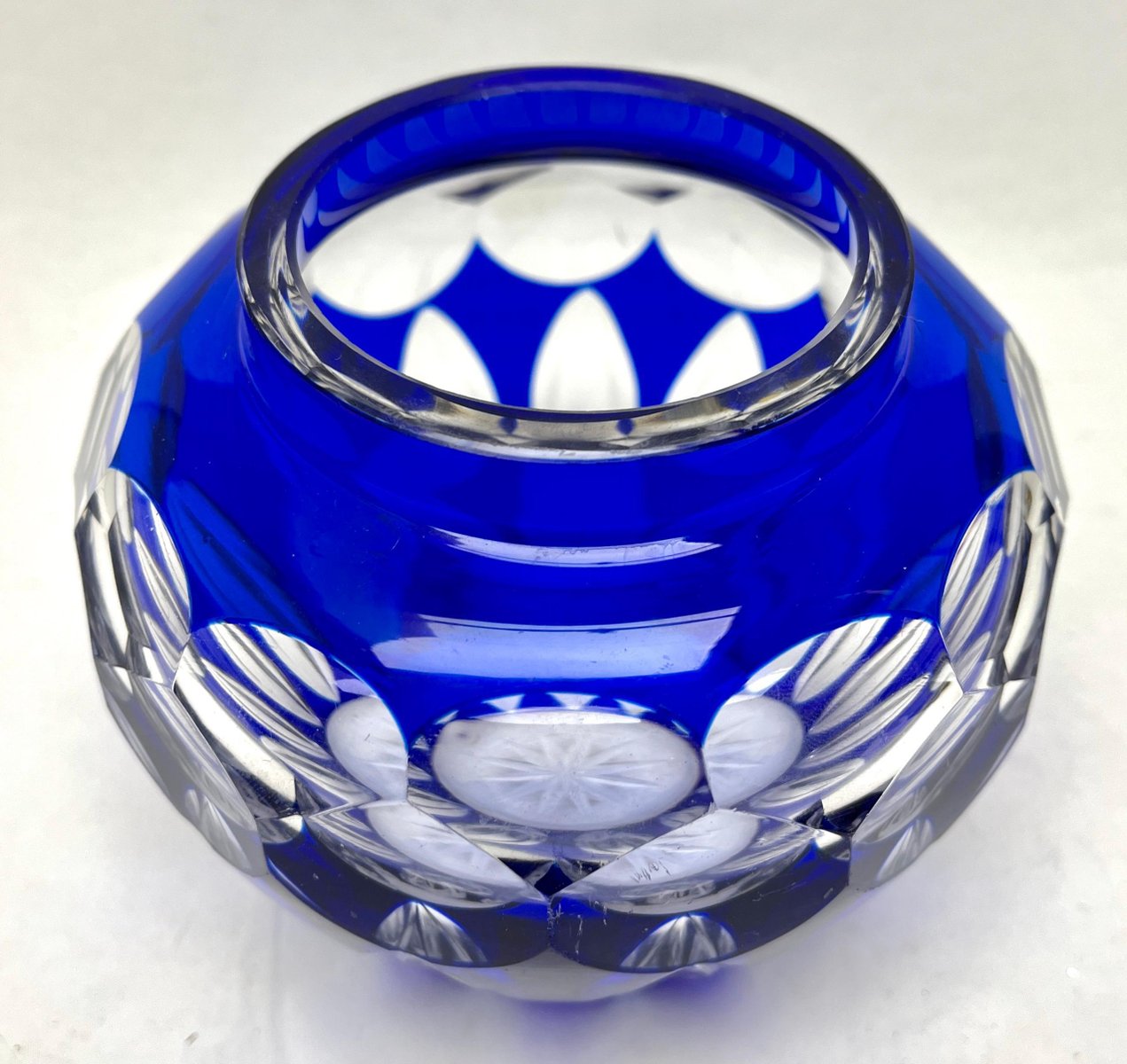 Cobalt Blue Crystal Vase from Val Saint Lambert, 1950s for sale at Pamono