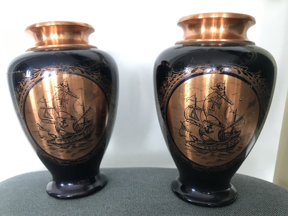 Copper Painted Vase in a Horseshoe from Ab, Set of 2 for sale at Pamono