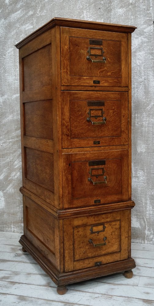 Large Oak Filing Cabinet, 1930s for sale at Pamono