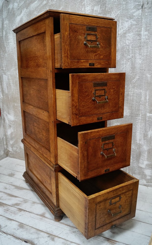Large Oak Filing Cabinet, 1930s for sale at Pamono
