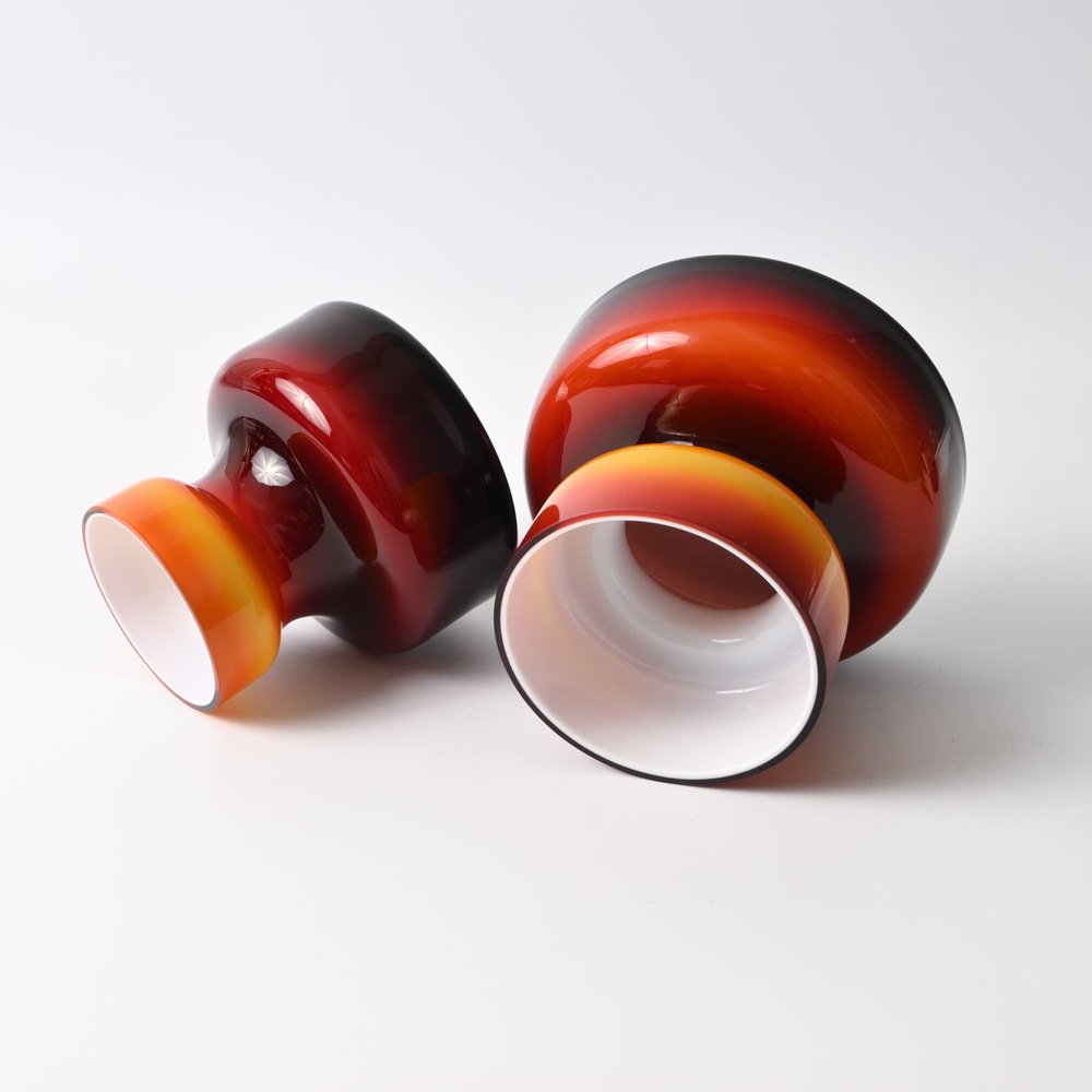 Polish Glass Reducta Vases from Hortensja, 1970s, Set of 2 for sale at ...