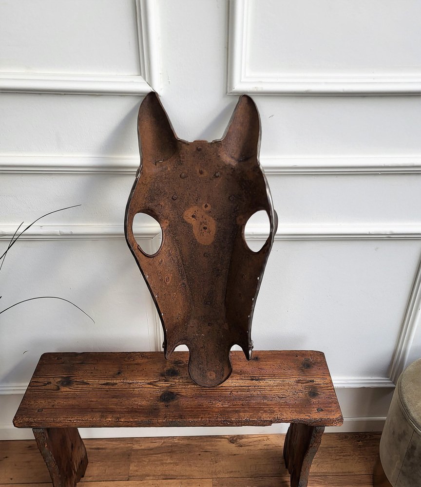 18th Century Italian Wrought Iron Horse Armor Mask for sale at Pamono