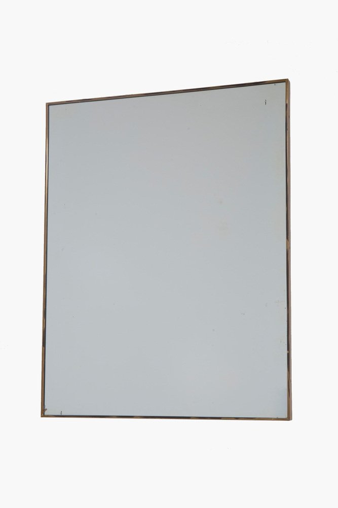 Italian Rectangular Brass Framed Mirror, 1950s for sale at Pamono
