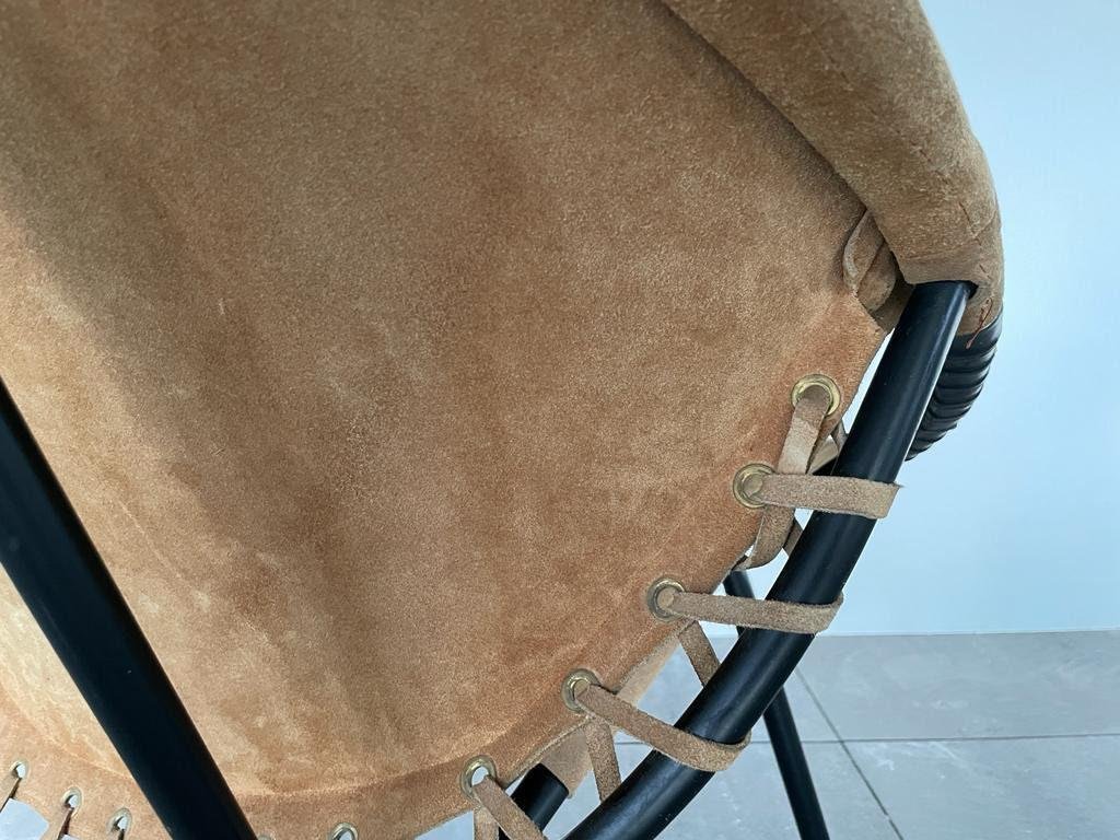 Mid-Century Modern Suede Leather Balloon Lounge Chair by Hans Olsen ...