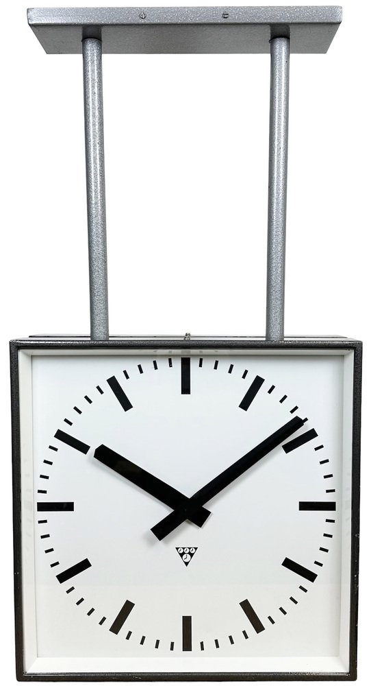 Large Industrial Square Double Sided Factory Ceiling Clock from ...
