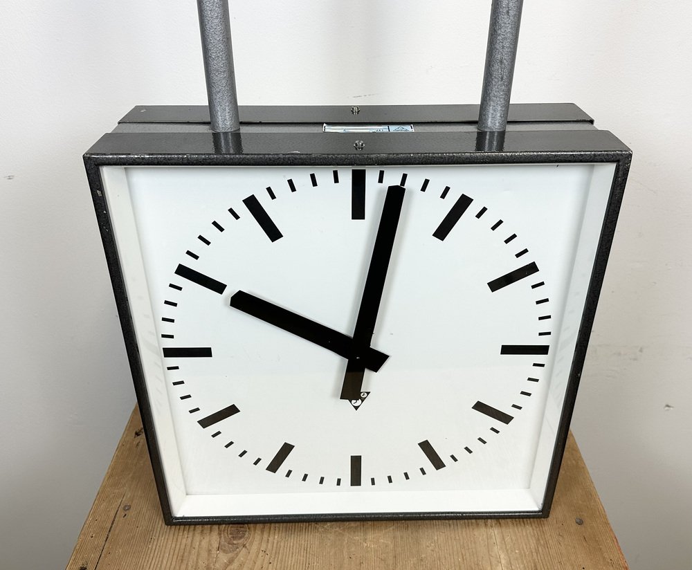 Large Industrial Square Double Sided Factory Ceiling Clock from ...