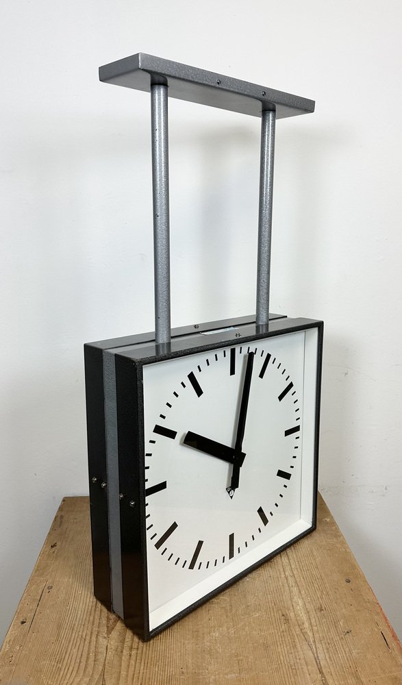 Large Industrial Square Double Sided Factory Ceiling Clock from ...