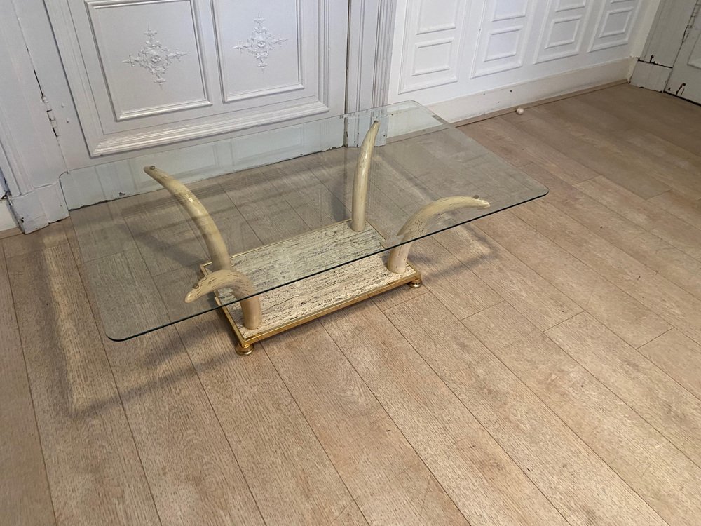 Mid-Century Modern Faux Elephant Tusk Coffee Table, 1980s for sale at ...