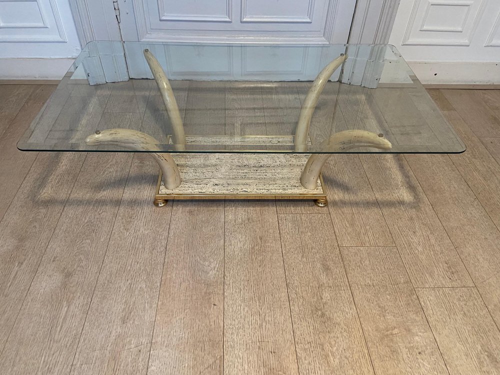 Mid-Century Modern Faux Elephant Tusk Coffee Table, 1980s for sale at ...