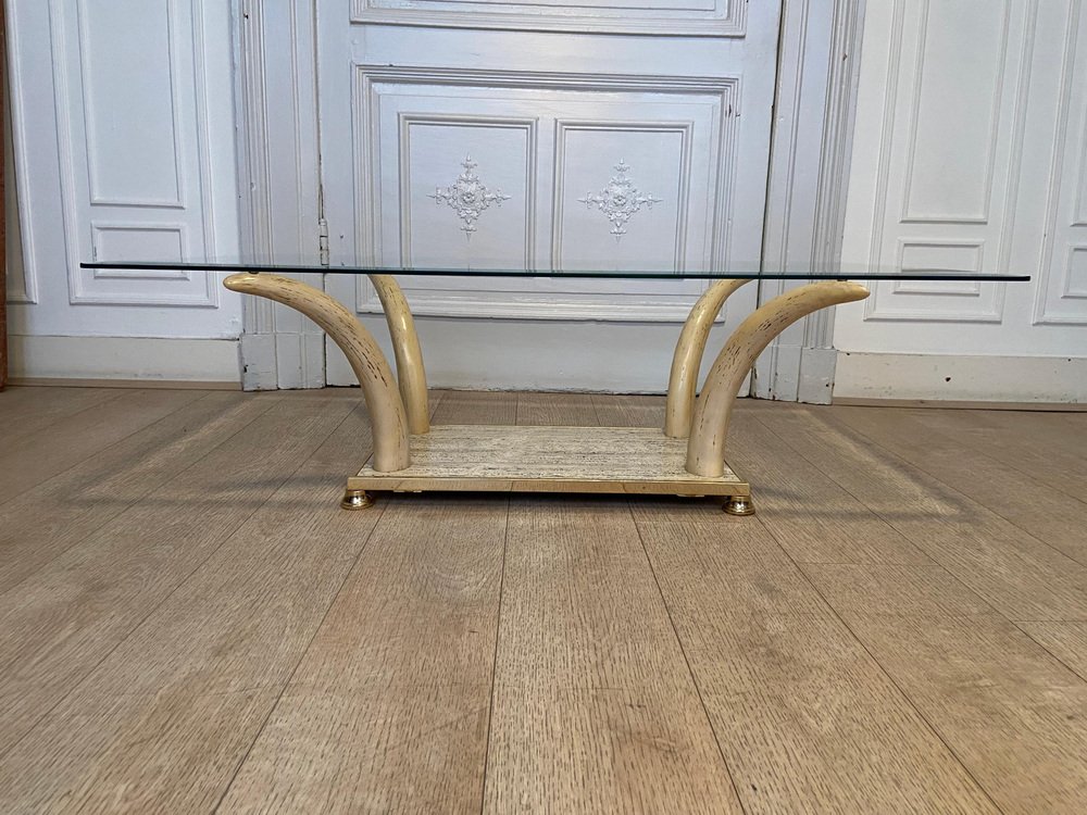 Mid-Century Modern Faux Elephant Tusk Coffee Table, 1980s for sale at ...