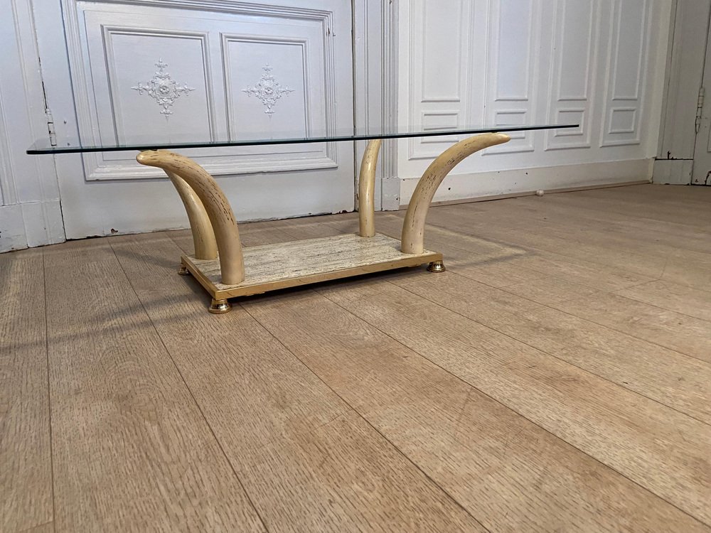 Mid-Century Modern Faux Elephant Tusk Coffee Table, 1980s for sale at ...