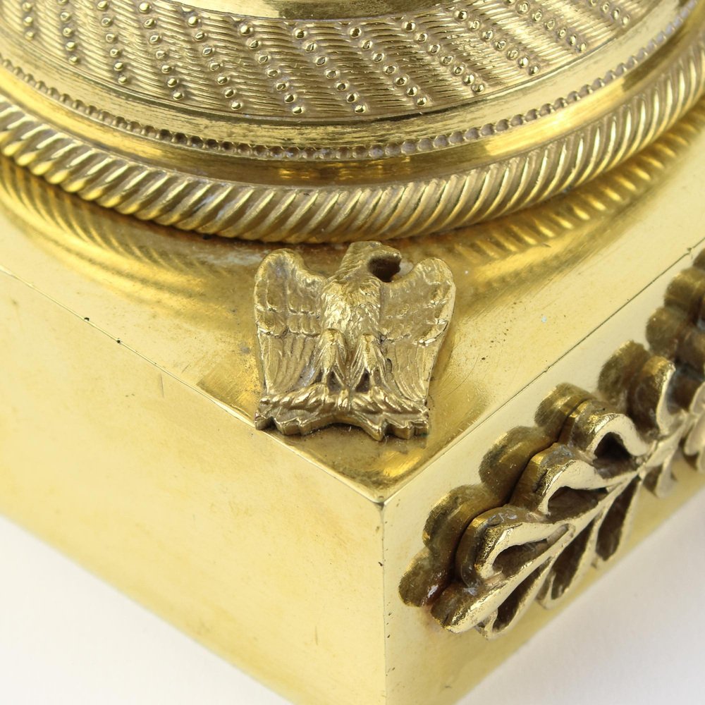 French Empire Glass Vase with Bronze Monitor, 1800s for sale at Pamono