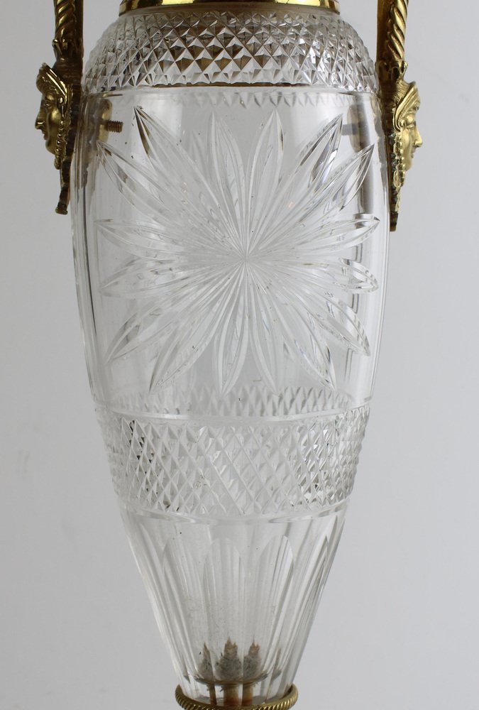 French Empire Glass Vase with Bronze Monitor, 1800s for sale at Pamono