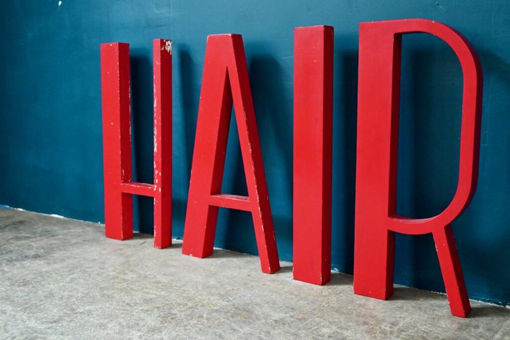 Large Hair Letter Sign, 1960s, Set of 4 for sale at Pamono