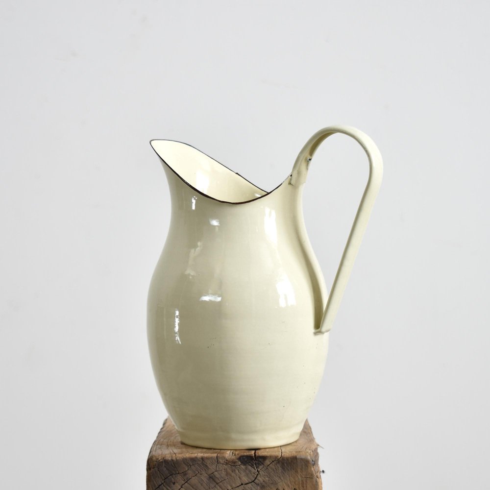 Vintage Cream Enamel Jug, 1960s for sale at Pamono
