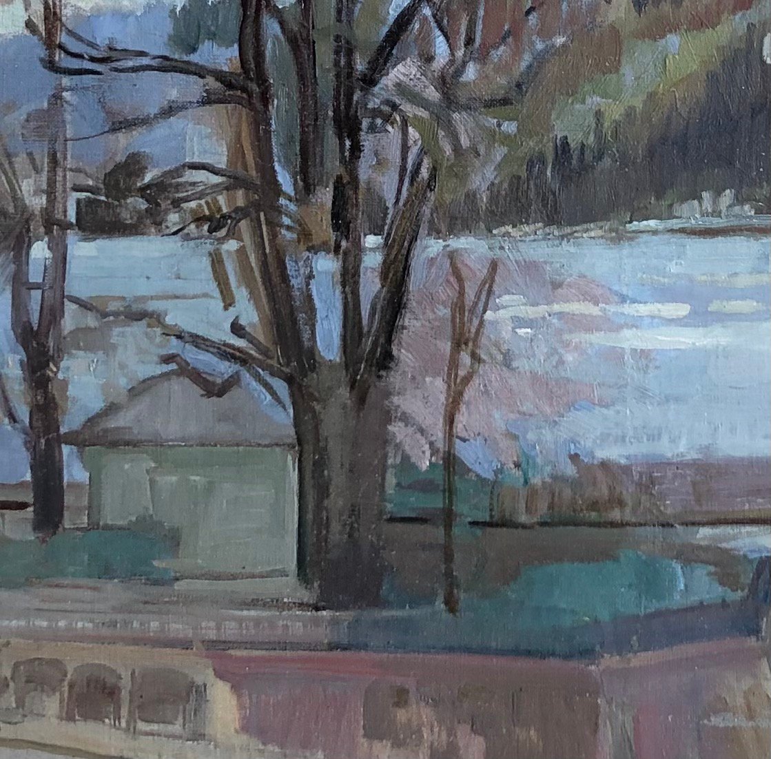 Helène Hantz, L'Ile Rousseau, Pont du Mont-Blanc et lac à Genève, Oil ...