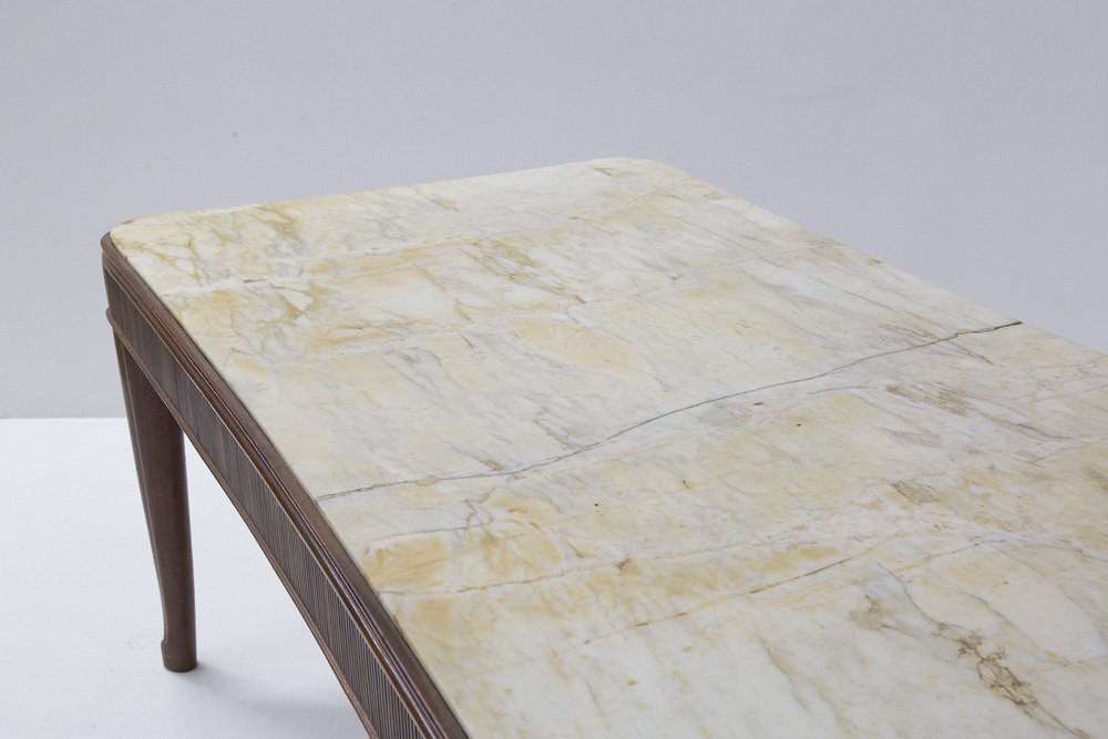 Esstisch aus Holz & Marmor von Gino Rancati, 1950er bei Pamono kaufen