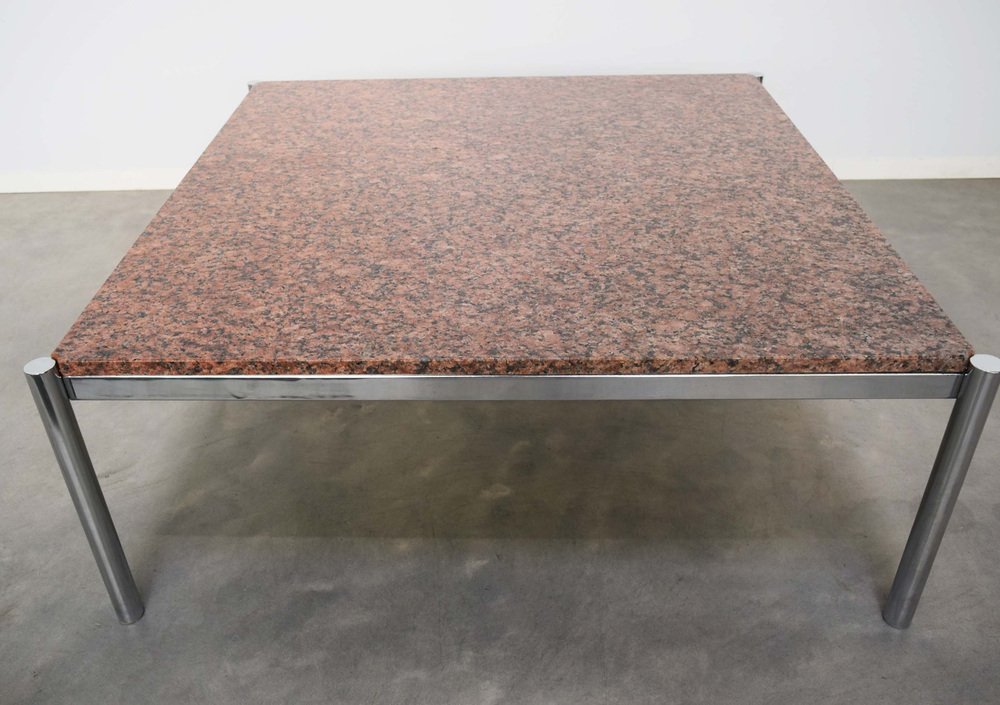 Coffee Table in Granite and Steel, Italy, 1970s for sale at Pamono