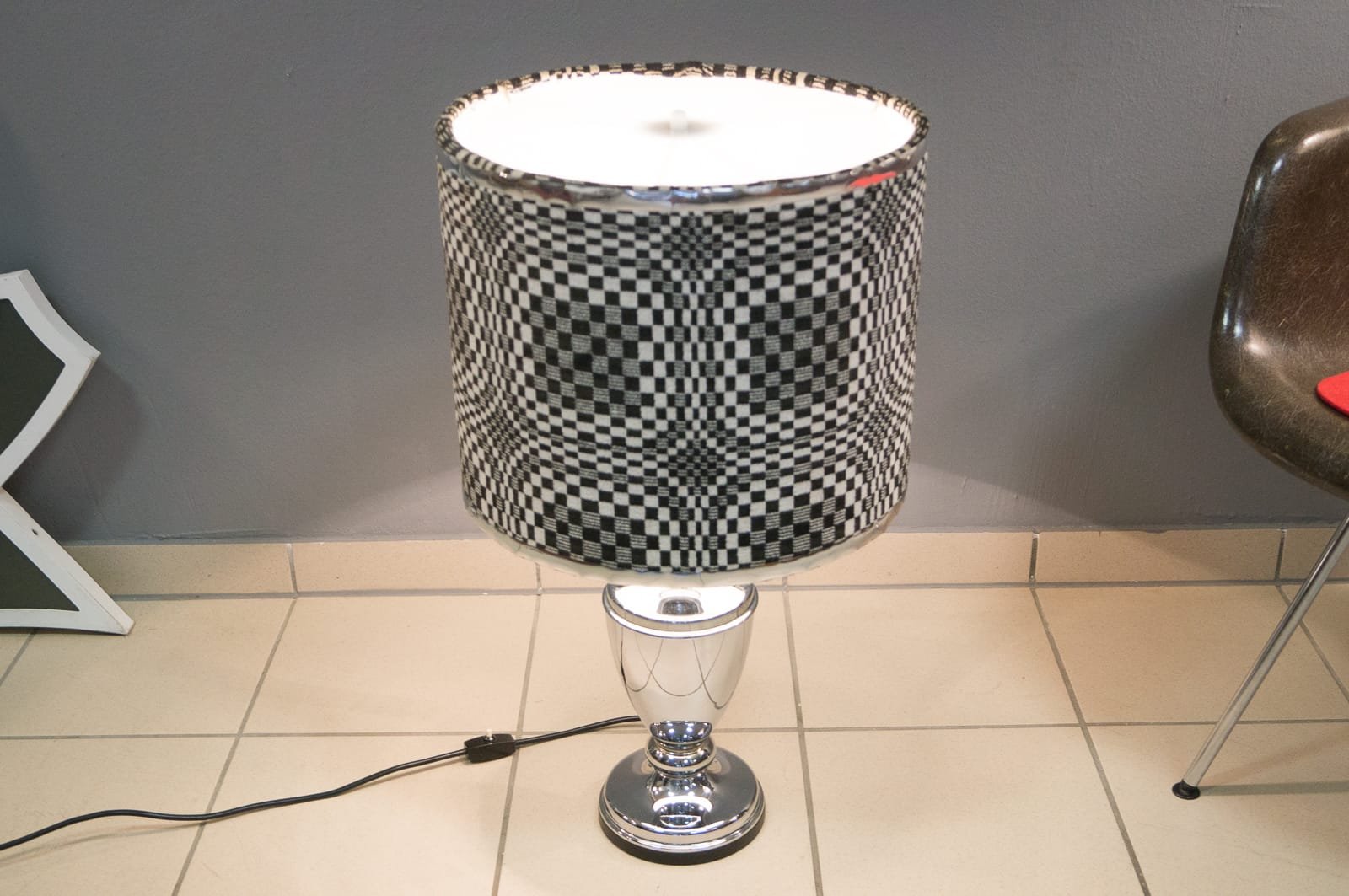 Geometric Op Art Chrome Table Lamp, 1970s for sale at Pamono