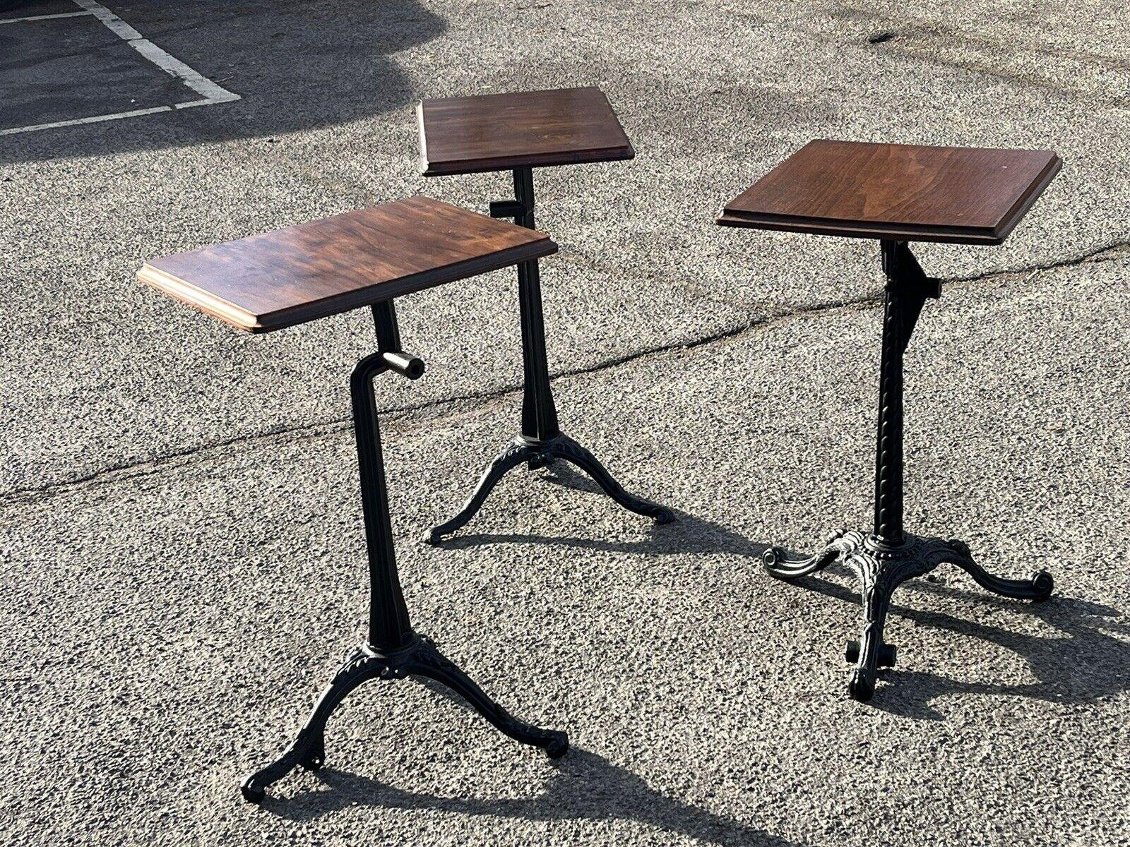 Industrial Edwardian Metal Cast Iron & Wood Machinists Tables, Set of 3 ...