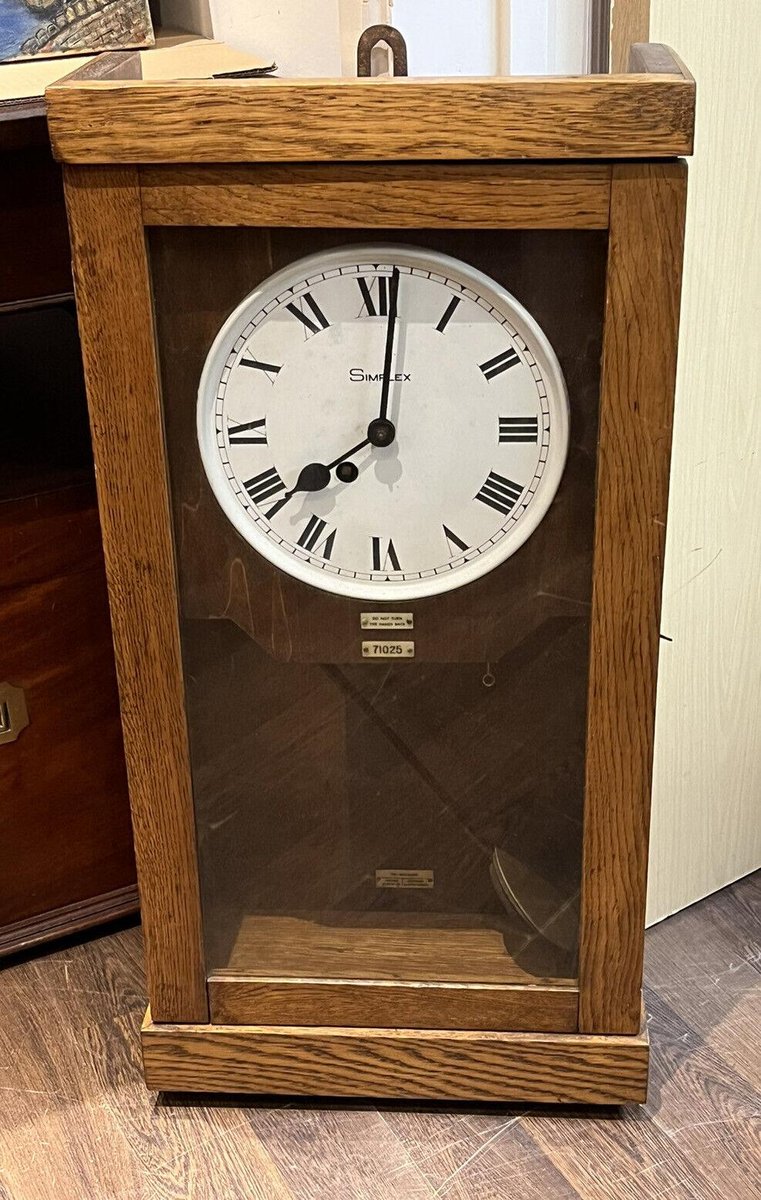 Oak Simplex Factory Wall Clock. No 71025 for sale at Pamono