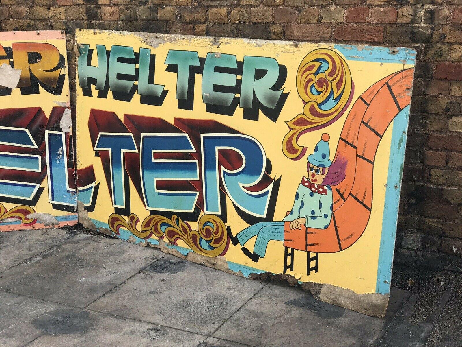 Fairground Helter Skelter Painted Wooden Sign for sale at Pamono