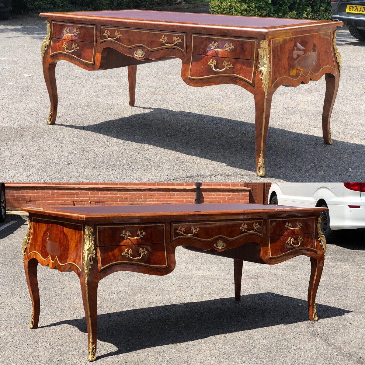 Presidential Desk with Inlaid Kingswood with Brass Decoration for sale ...