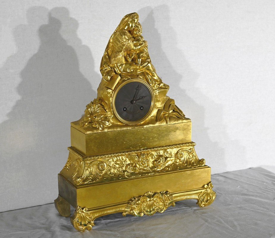 Early 19th Century Golden Bronze Pendulum the Virgin with the Chair for ...