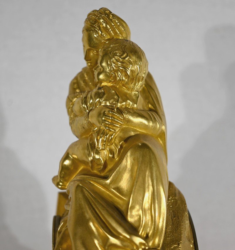 Early 19th Century Golden Bronze Pendulum the Virgin with the Chair for ...