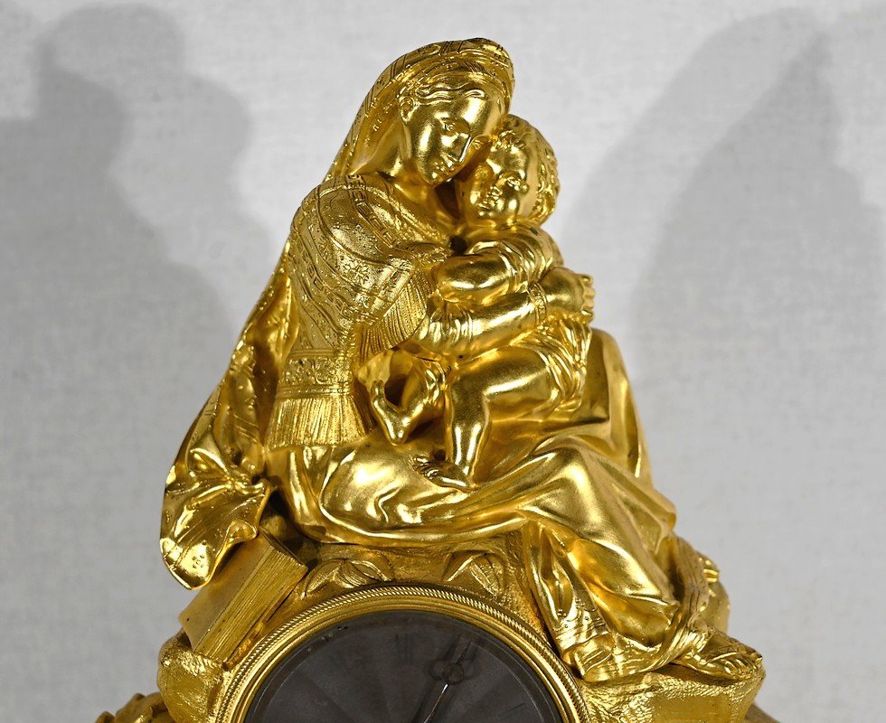 Early 19th Century Golden Bronze Pendulum the Virgin with the Chair for ...