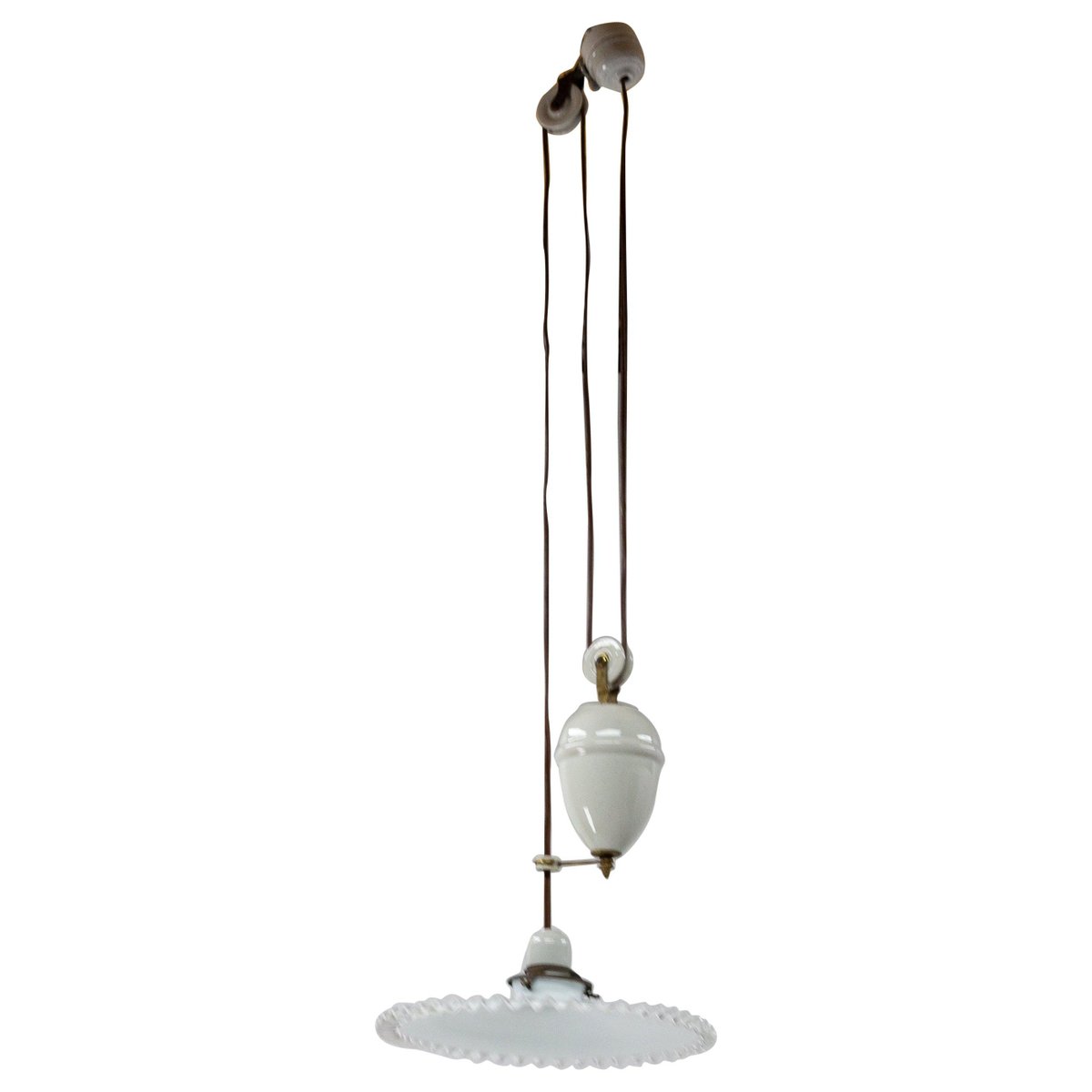 French Counter Weight Ceiling Lamp in Glass, 1900s for sale at Pamono