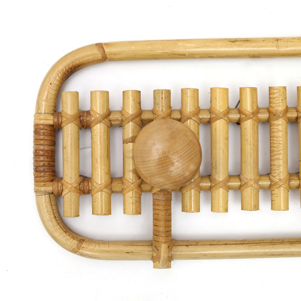 Wicker Coat Rack with 3 Hooks, 1960s for sale at Pamono