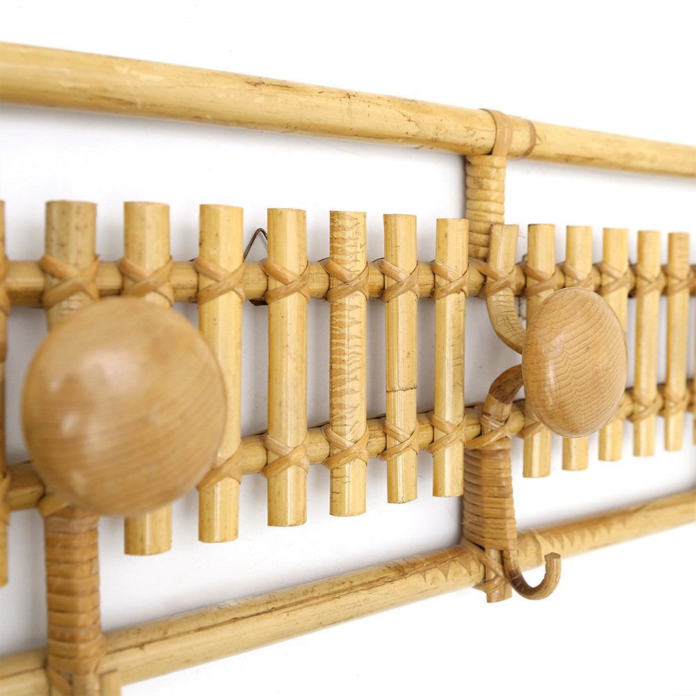 Wicker Coat Rack with 3 Hooks, 1960s for sale at Pamono