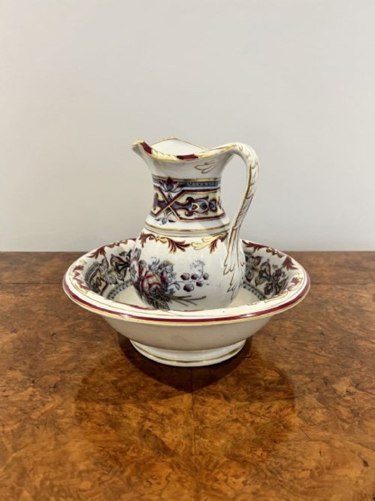 Miniature Victorian Jug and Bowl Set, 1860s, Set of 2 for sale at Pamono