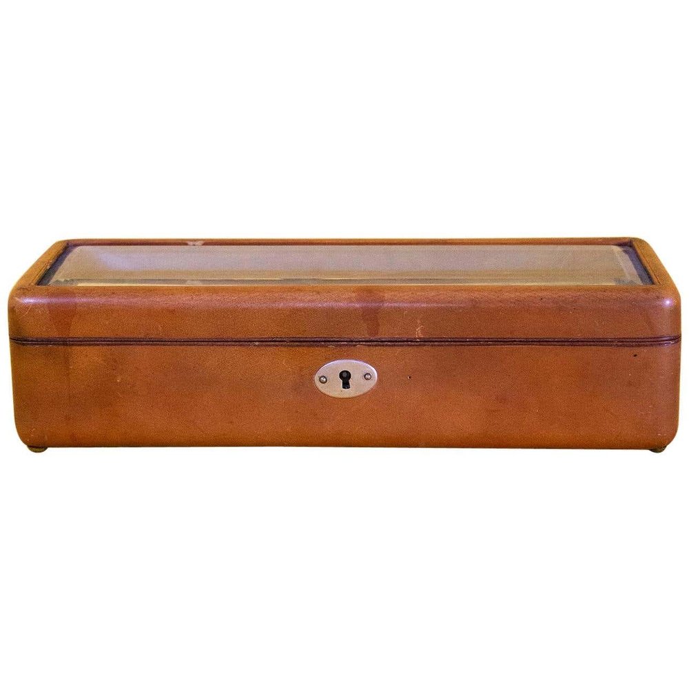 19th Century Box in Lather and Silk, 1880s for sale at Pamono