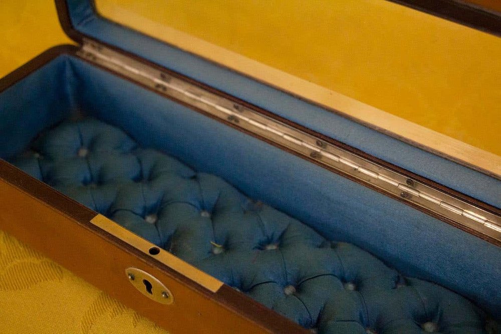 19th Century Box in Lather and Silk, 1880s for sale at Pamono