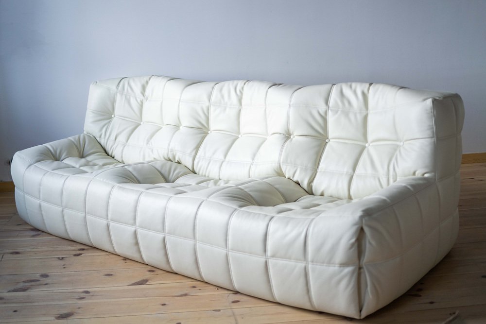 Vintage Kashima Sofa in White Leather by Michel Ducaroy for Ligne Roset ...