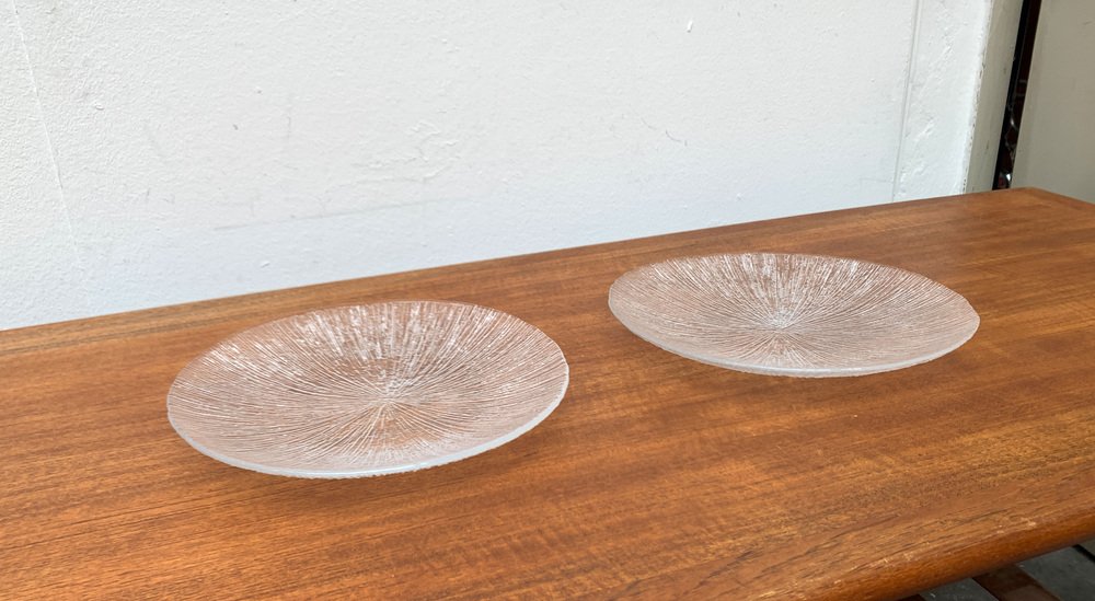 Vintage Scandianvian Tree Bark Glass Plates, Set of 2 for sale at Pamono