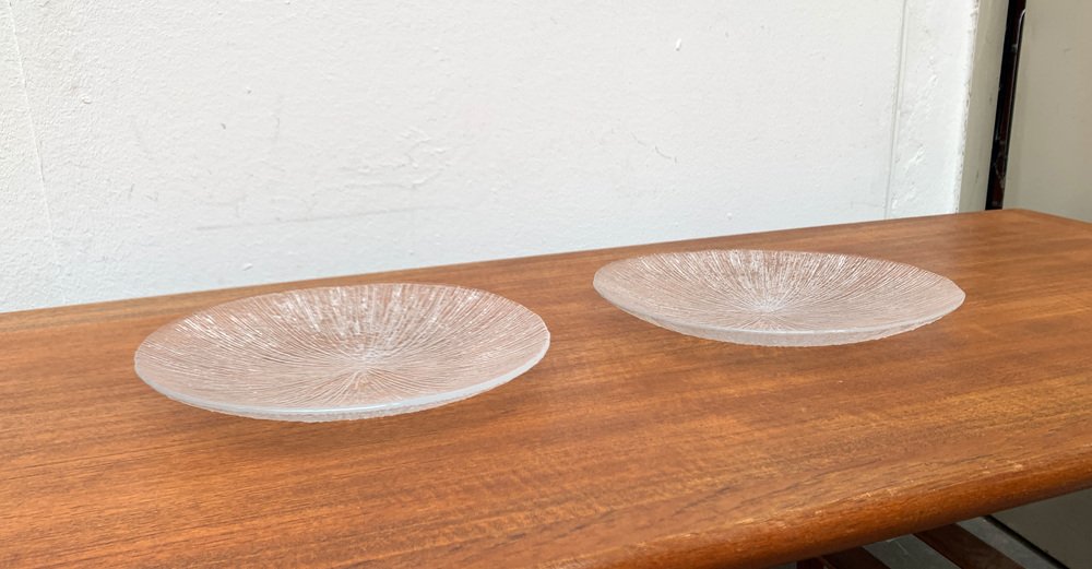 Vintage Scandianvian Tree Bark Glass Plates, Set of 2 for sale at Pamono