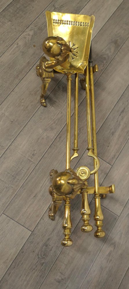 Arts and Crafts Brass Gothic Fireside Tools, 1880s, Set of 4 for sale ...