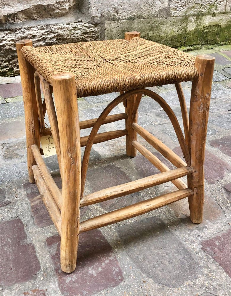 Vintage Tan Rustic Stool for sale at Pamono
