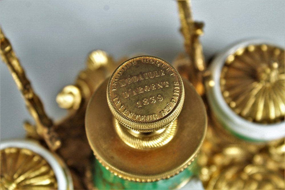 Louis XV Inkwell from Bronze and Ceramic, France, 1880s for sale at Pamono