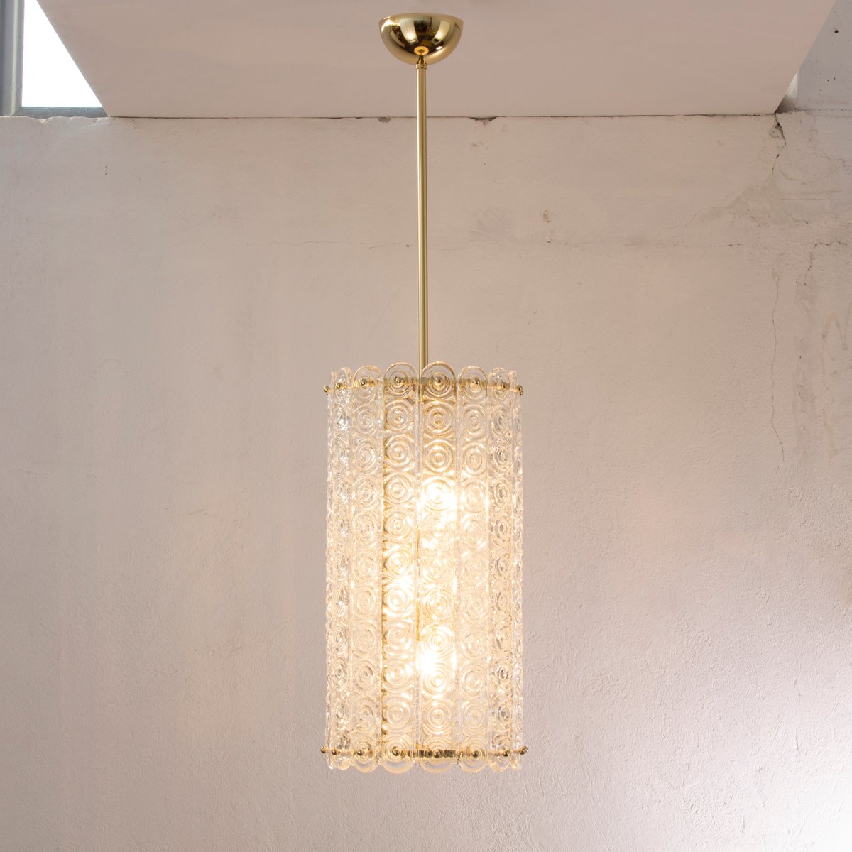 Italian Pendant in Murano Crystal Glass with Circles Textures, 1990s ...