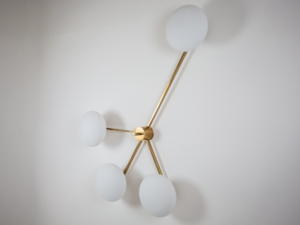 Stella Love Ral Colored Ceiling Lamp in Brass and Opaline Glass by ...