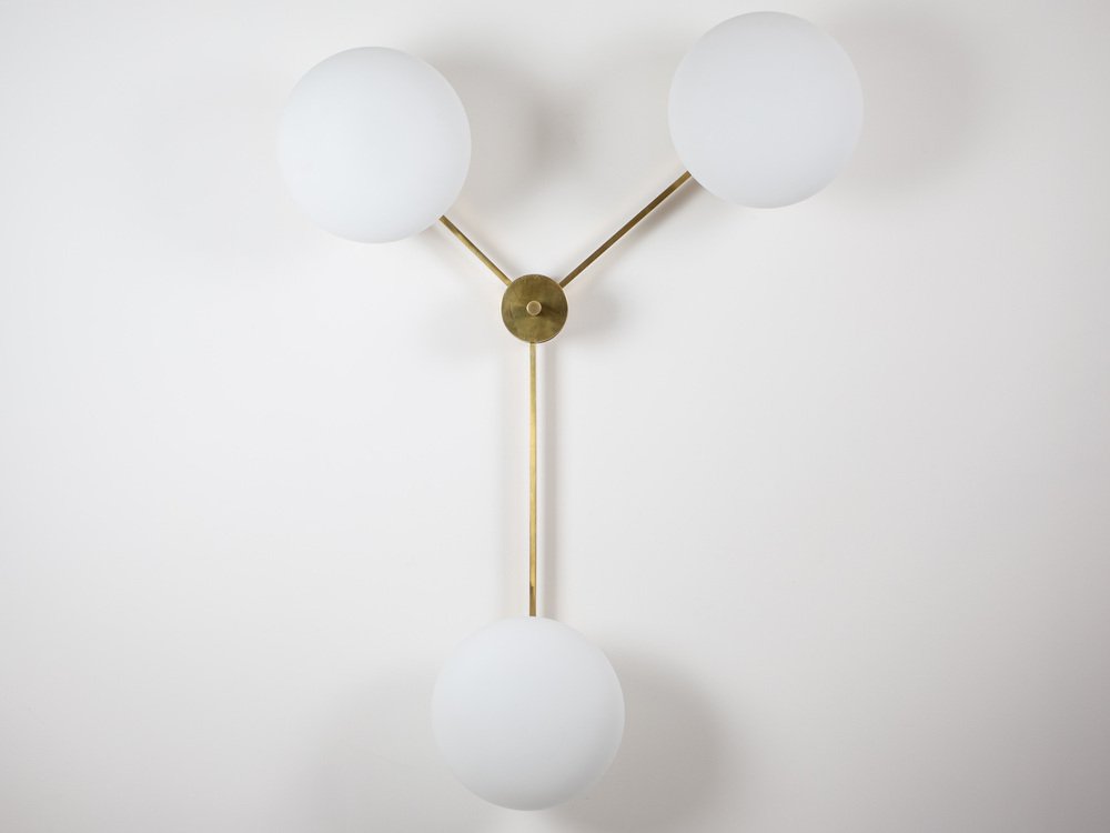 Stella Triennale Ral Colored Ceiling Lamp in Brass and Opaline Glass by ...
