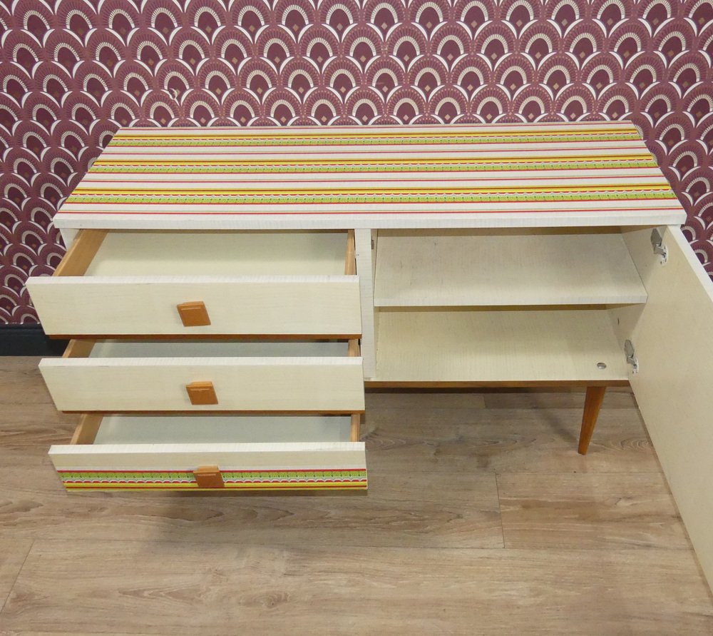 Small Vintage Sideboard in Varnish Cream, 1970s for sale at Pamono