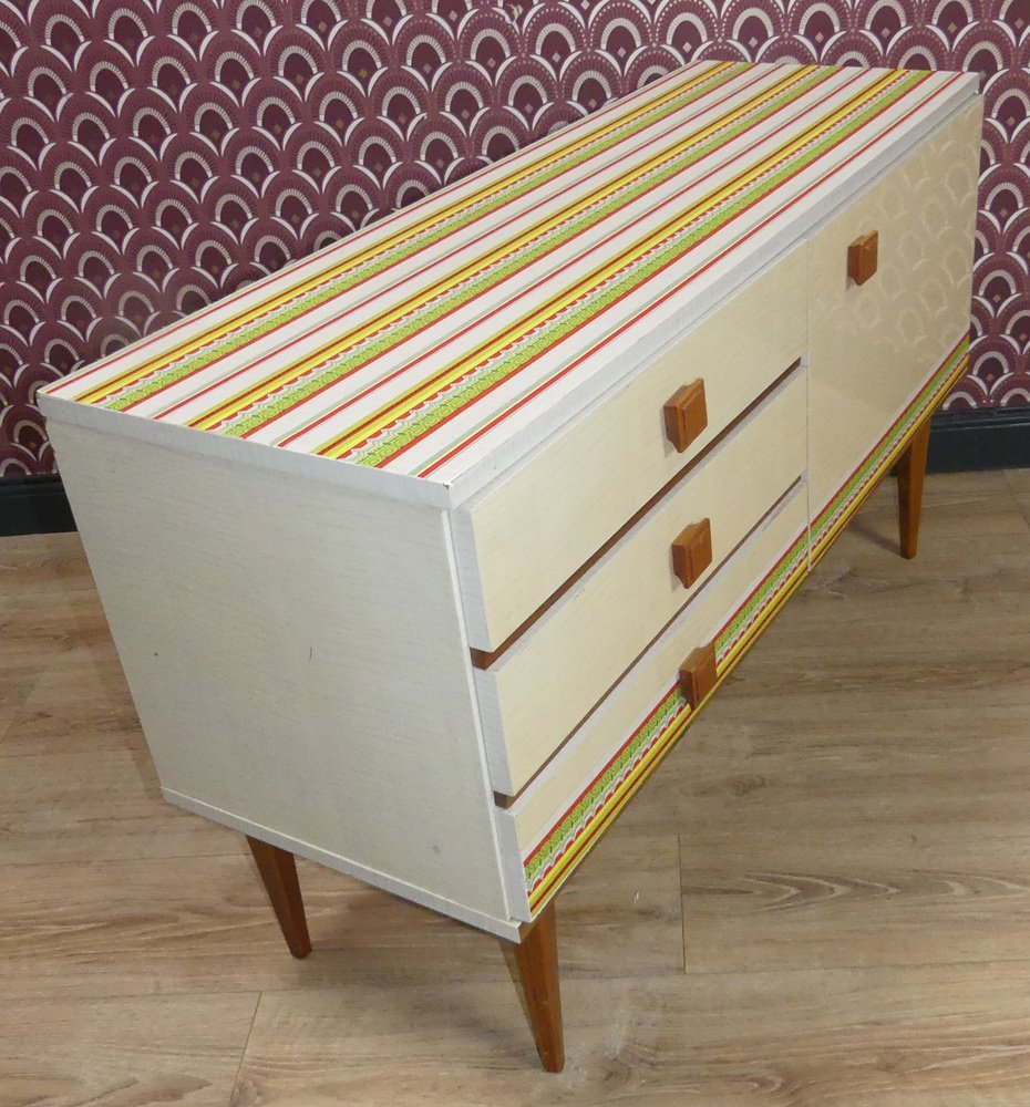 Small Vintage Sideboard in Varnish Cream, 1970s for sale at Pamono